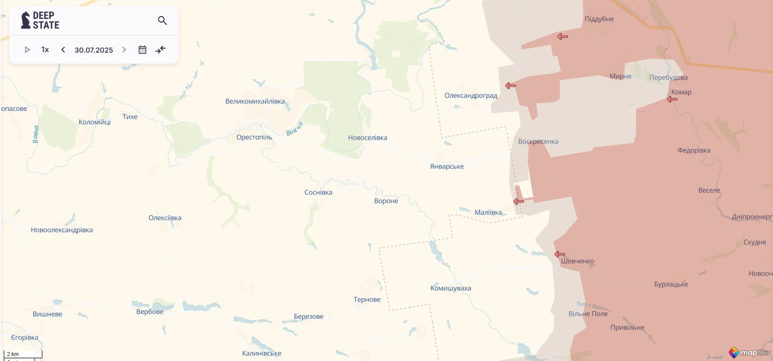 Оновлення карти DeepState 30 липня 2025 року | Цензор.НЕТ