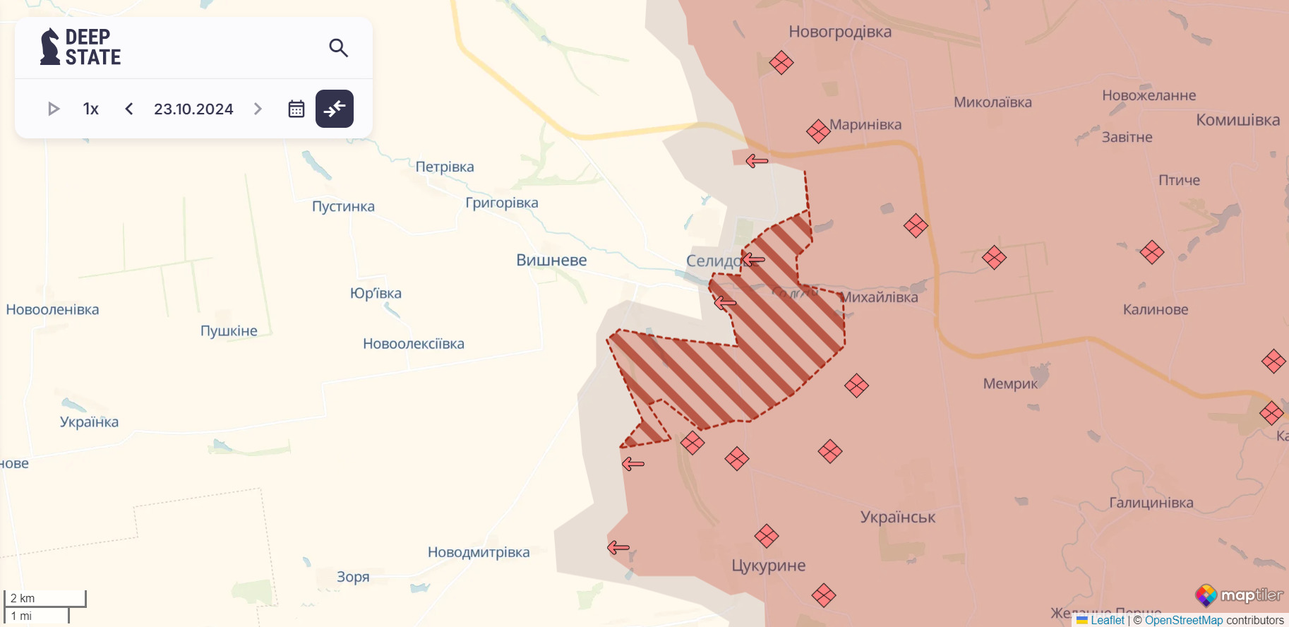 Карта продвижения россиян на Донетчине | Цензор.НЕТ