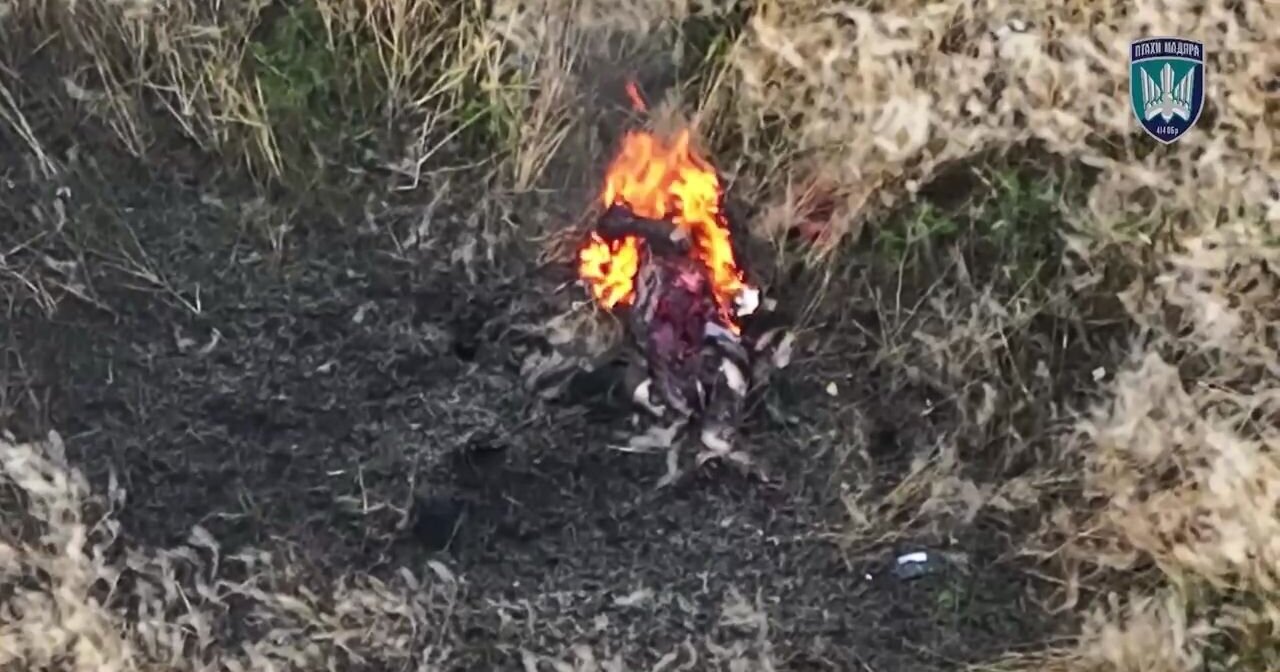 The body of the Russian invader was engulfed in flames | Censor.NET